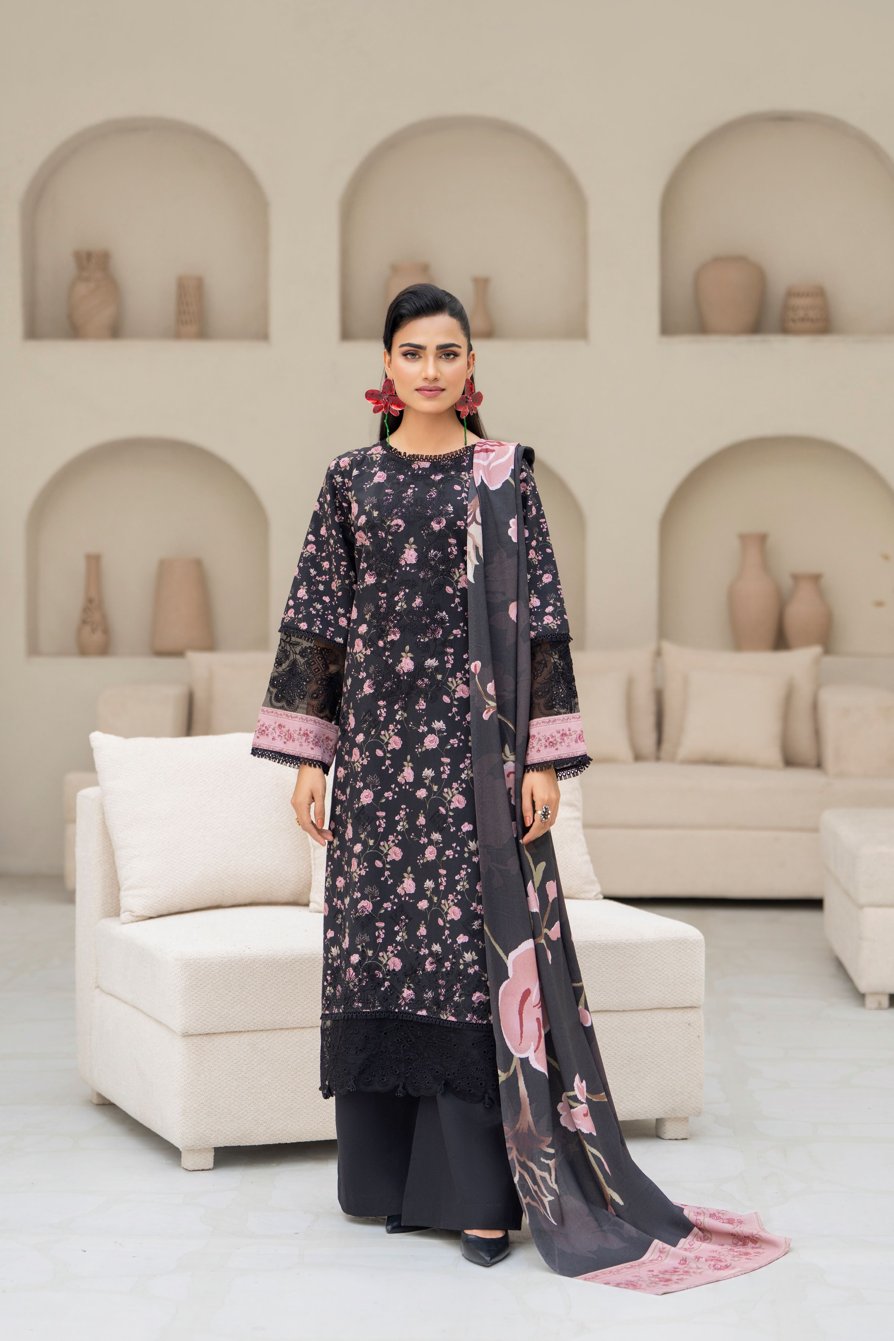 Winter 3PC Embroidered Print Khaddar suit (MS-01) – Rameen Official | Luxury Woman Clothing